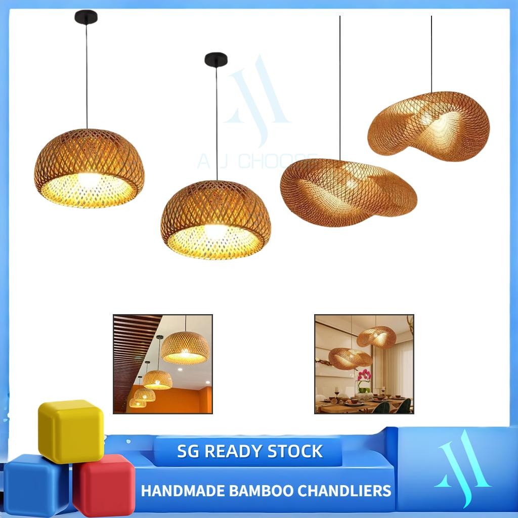 [SG Stock]Hanging Lamp Bamboo Chandelier Ceiling Light Lantern Pendant ...