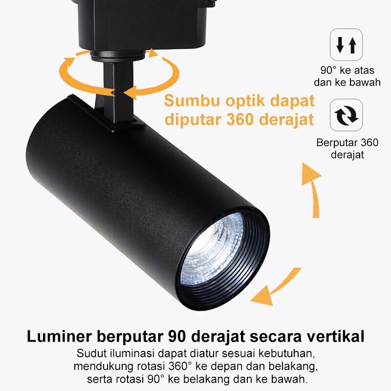 CAHAYA PUTIH Spotlight led track rail LIGHT 50W Rotation left and right ...