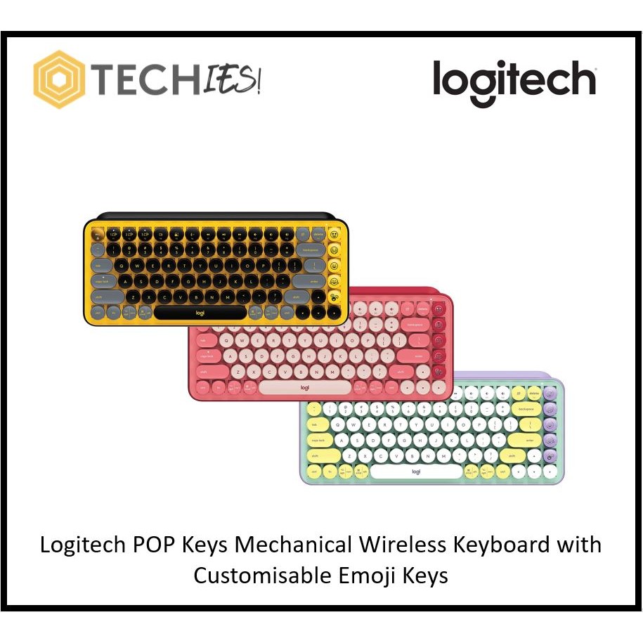 Logitech POP Keys Mechanical Wireless Keyboard with Customisable Emoji Keys, Durable Compact ...
