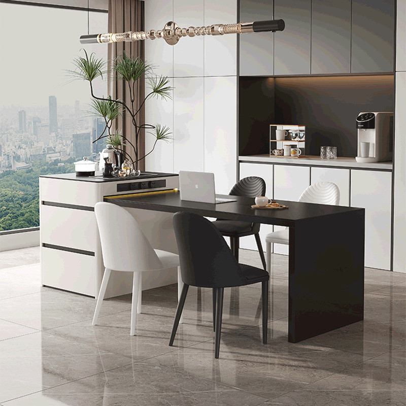Kitchen Island Dining Table Integrated Retractable Stone Plate Dining ...