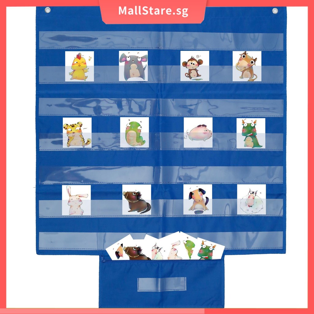 Pocket Chart Sentence Strip Holder with 7 Plus 1 Pockets Large ...