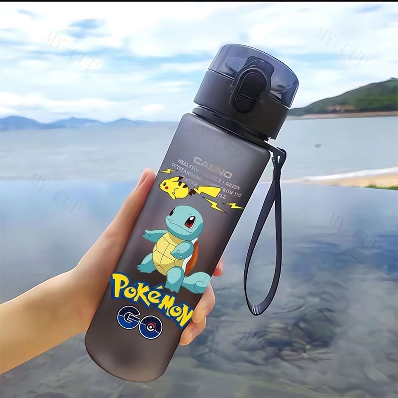 One-Click Open Lid One-Hand Drinking Water Sports Kettle Pikachu Water ...
