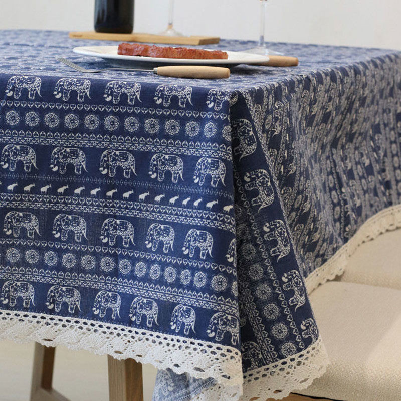 Tablecloth Lucky Elephant Cotton Linen Fresh Home Decoration Living ...