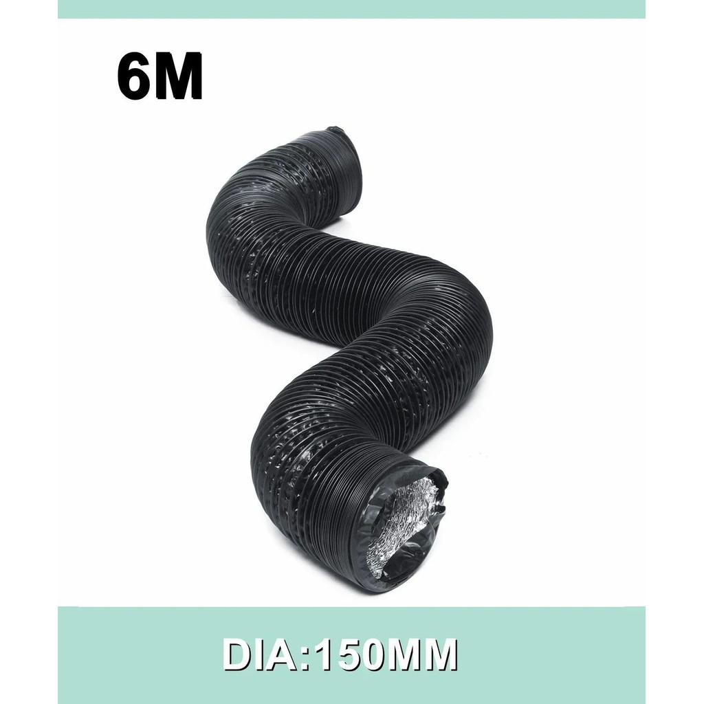 150mm 6m Flexible double Aluminium Foil Ducting Hose for Inline Duct Fan Ventilator Ventilation ...