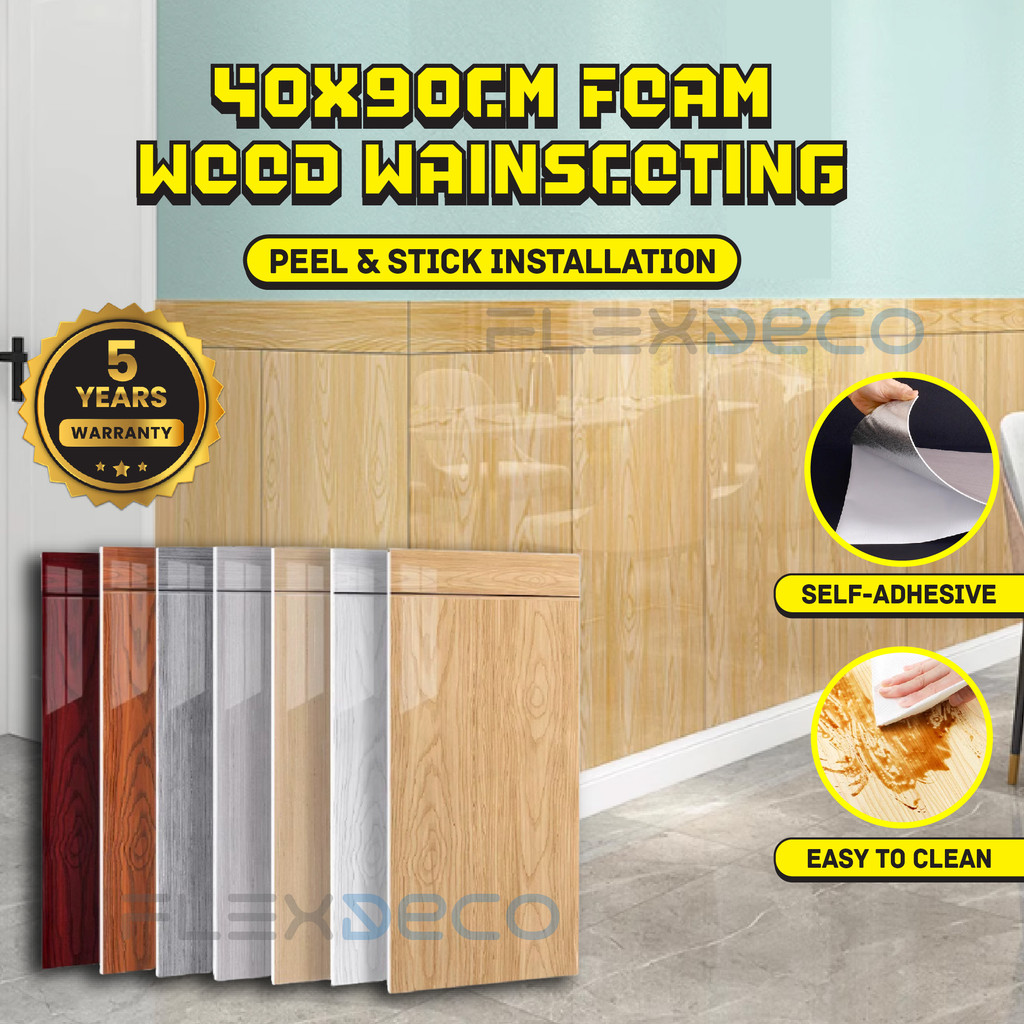 40X90CM Kertas Dinding Kayu 3D Papan Tebal Ruang Tamu Premium Wood Wall ...