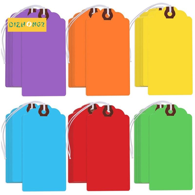 300Pcs Colored Hang Tags with Elastic Strings Blank Paper Writable Gift ...