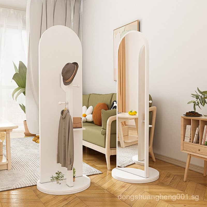 Rotating Dressing Mirror Floor Clothes Rack Mirror Integrated Full ...