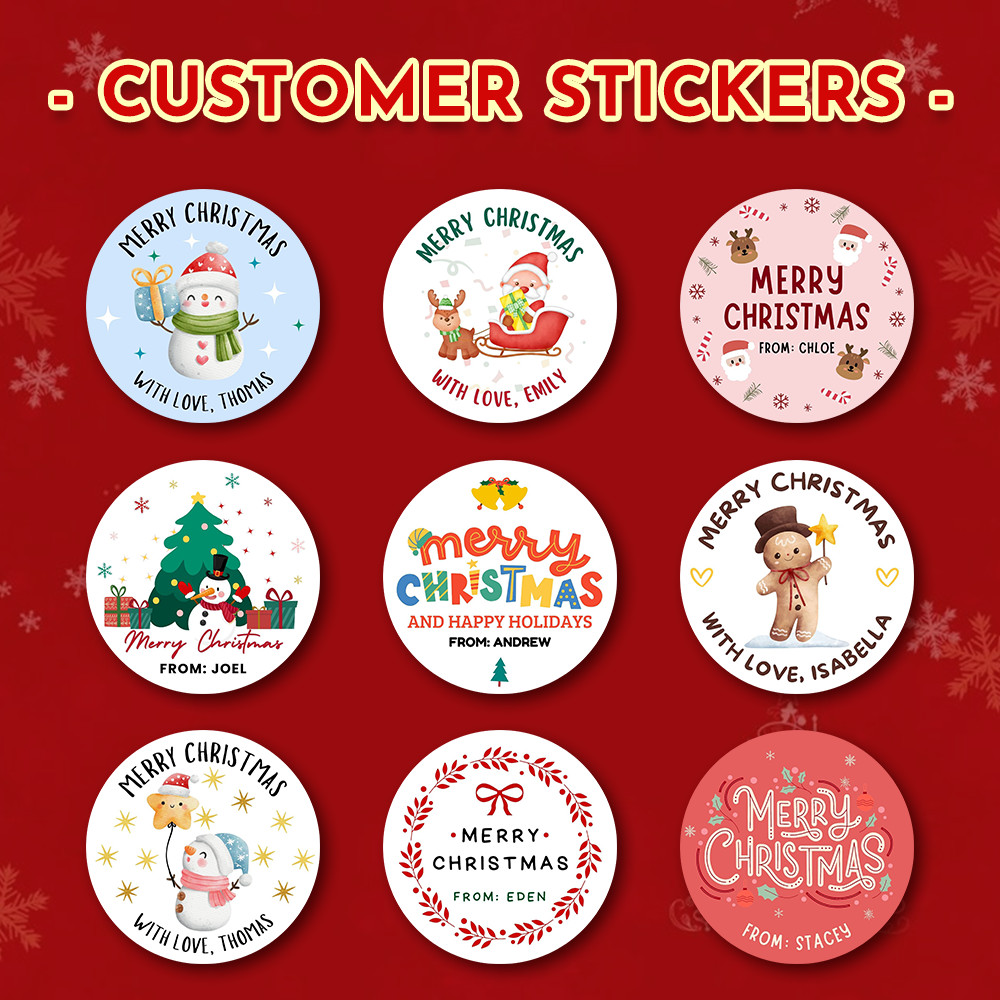 【Buy 48 get 10 free】Christmas Sticker Personalized Christmas Day ...