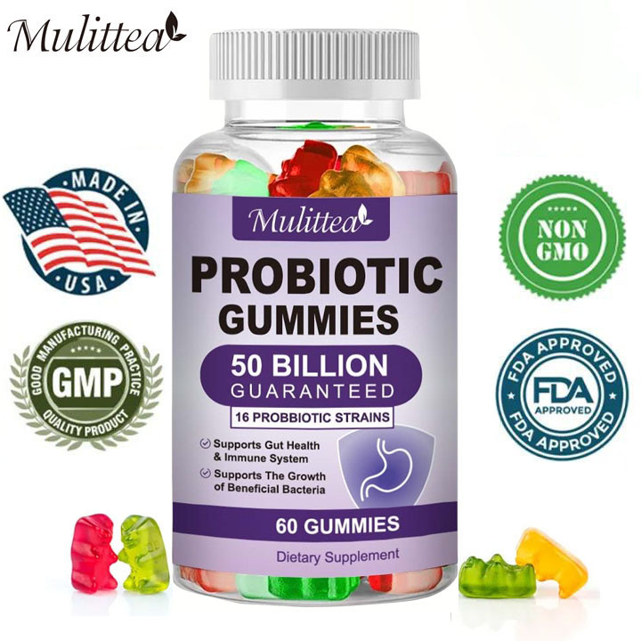Mulittea 50 BILLION Probiotics Gummies Probiotics Supplement Digestive ...