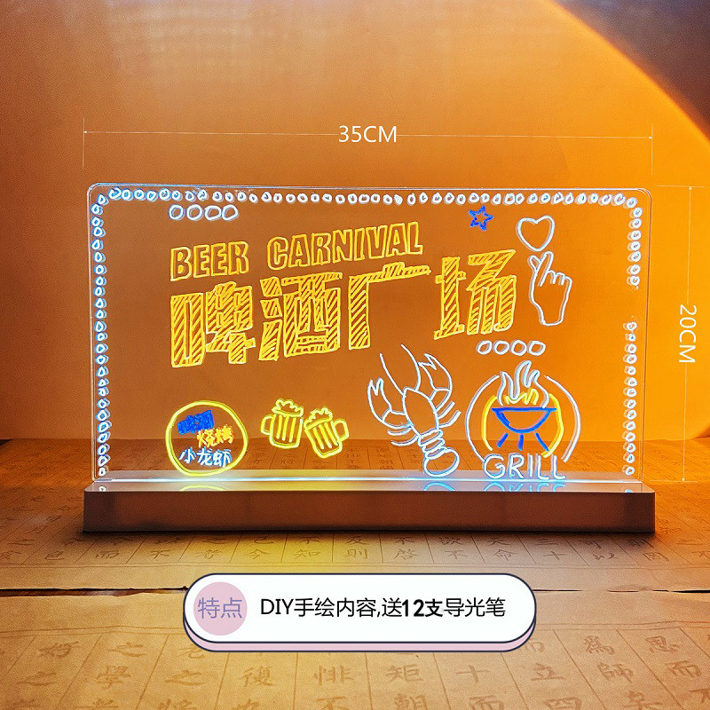 ly Transparent LED Glowing Advertising Board Acrylic Tablet Stall Small ...