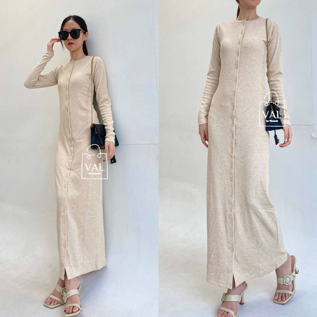 FIOR Dress Knit Longsleeve Dress / Maxi Bodycon Dress / Long Knit Premium Dress Dress Korean ...