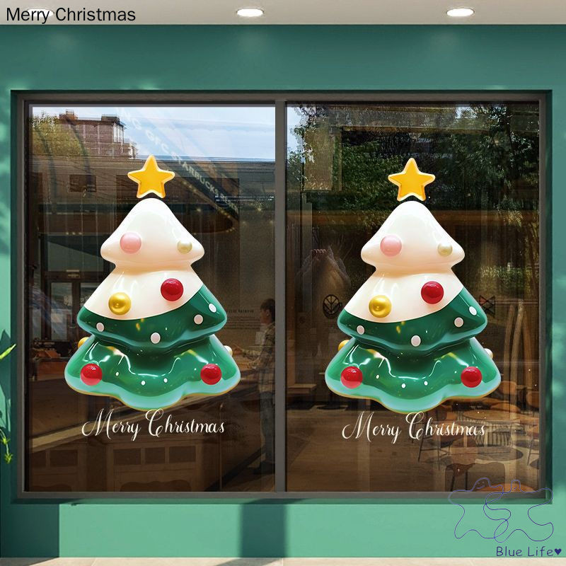 Christmas Tree Electrostatic Glass Sticker Christmas Decorations ...