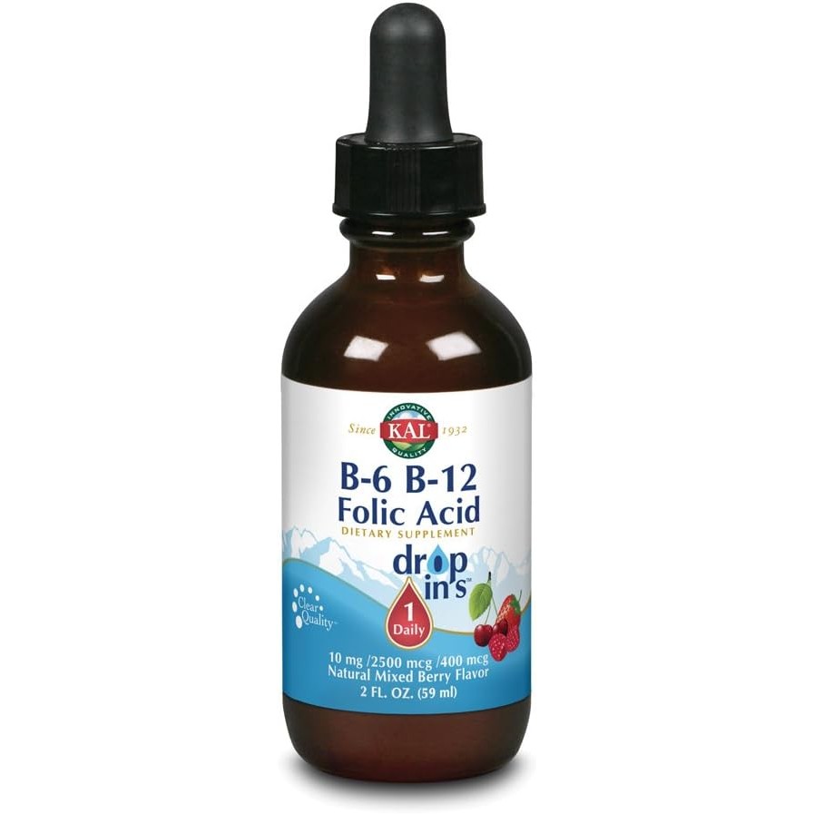 KAL Vitamin B-6 B-12 Folic Acid Drops,Liquid vitamins B Supplement ...