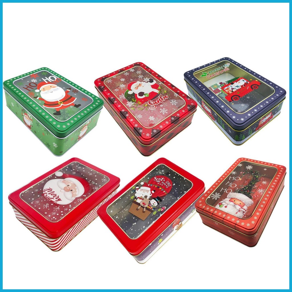 Holiday Cookie Boxes 6X Christmas Empty Tins Tinplate Box Holiday ...