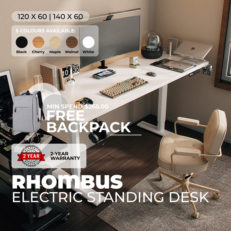 Rhombus Electric Height Adjustable Table White, Working Desk, Ergonomic ...