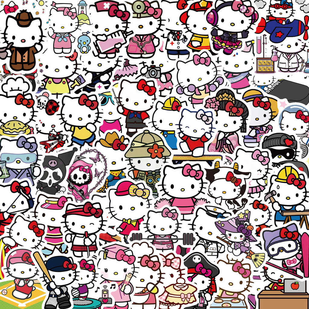 60pcs Hello Kitty in Professional Dresses Cartoon Waterproof PVC ...