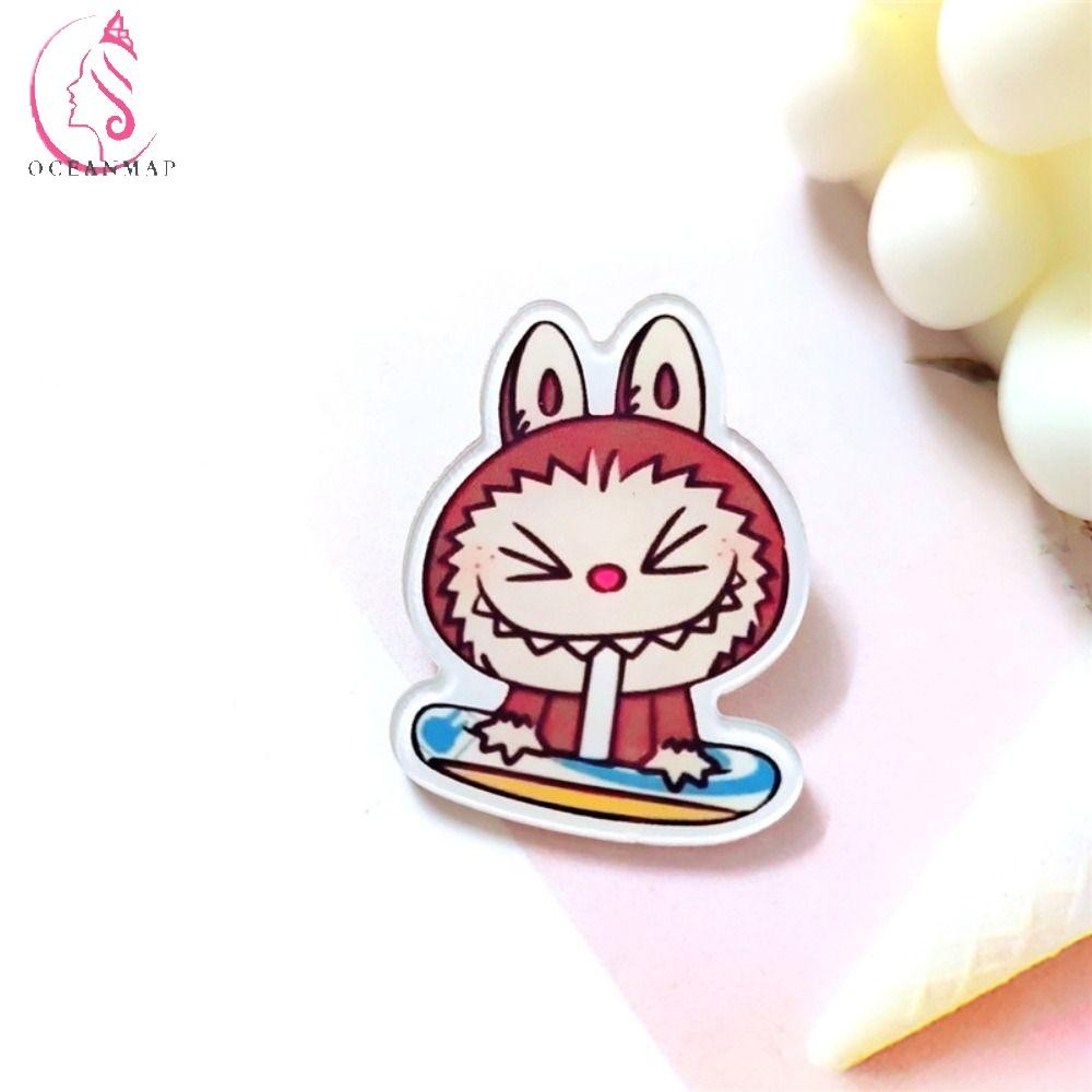 OCEANMAP Labubu Time Brooch, Creative Mokoko Acrylic Labubu Pin, Lapel ...