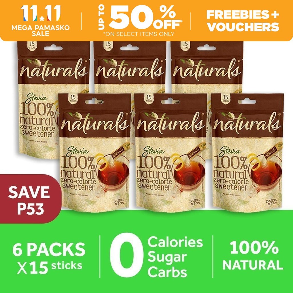 NATURALS STEVIA 6 packs x 15 sticks, 100% Natural Zero Calorie ...