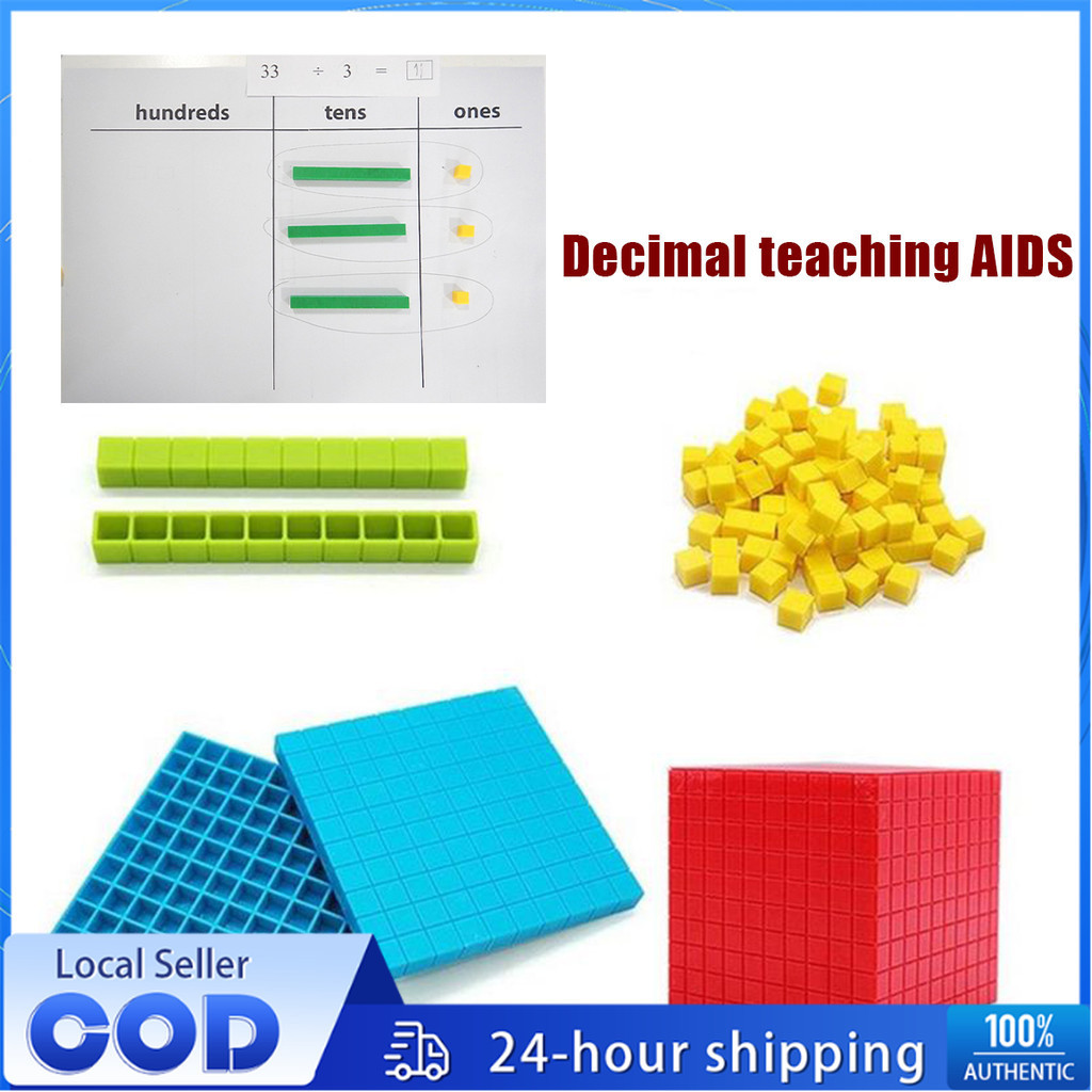 Plastic Cube Base Ten Blocks Set Children Mathematics Learning Counting ...