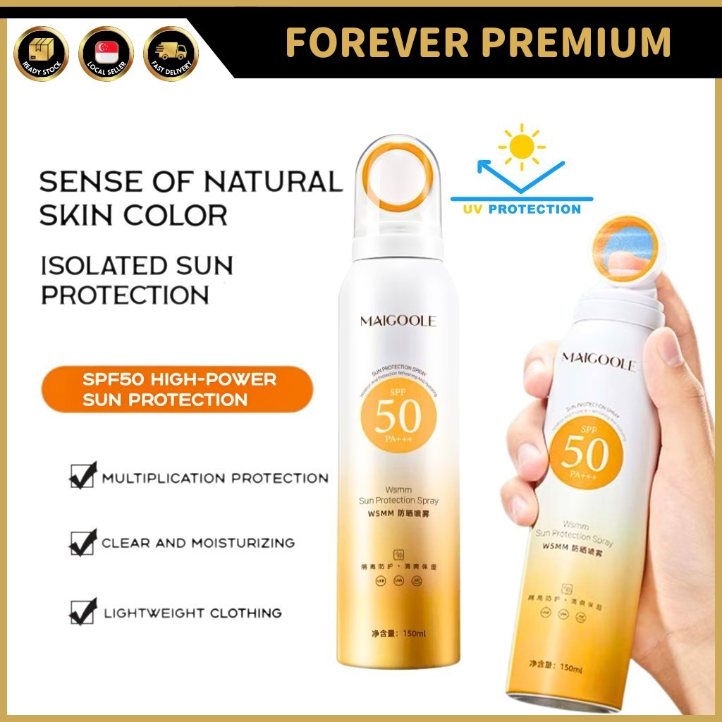 (FOREVER PREMIUM) SPF50PA+ 150ml Outdoor Sunscreen Spray Locks Makeup Sweat Proof Sun Face Body ...