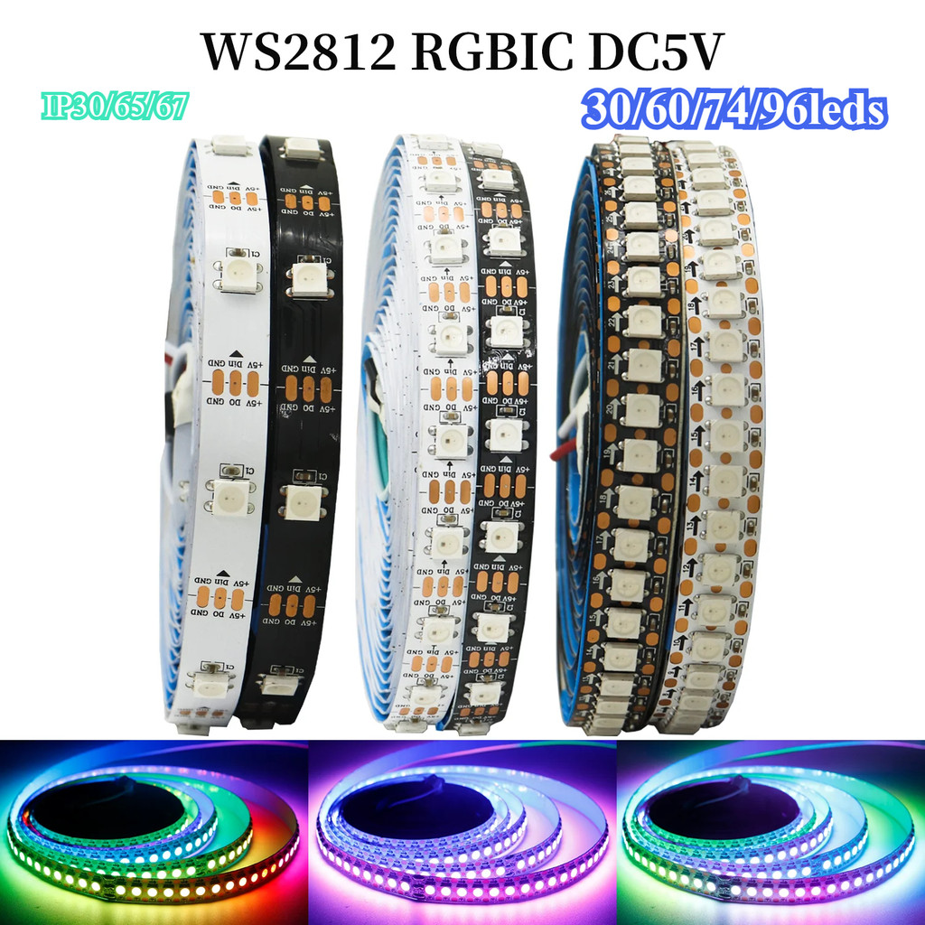 4-5Meters Pixels RGBIC LED strip WS2812 Individually Addressable IC ...