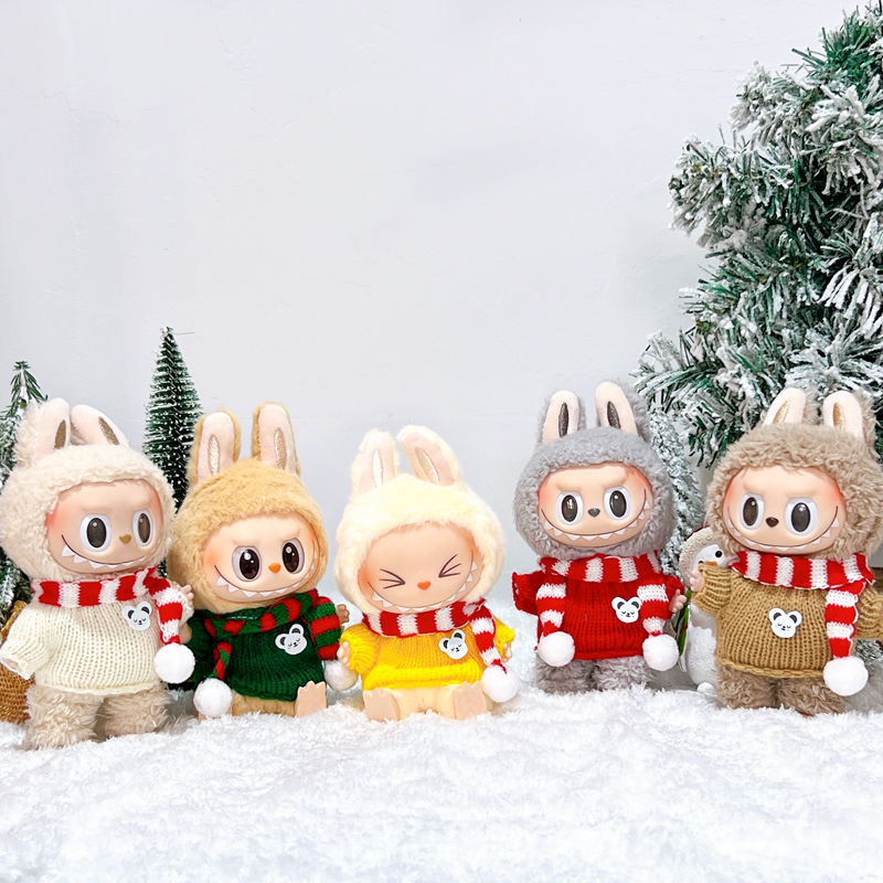 For 17cm Labubu baby Christmas decoration clothes winter dress up ...