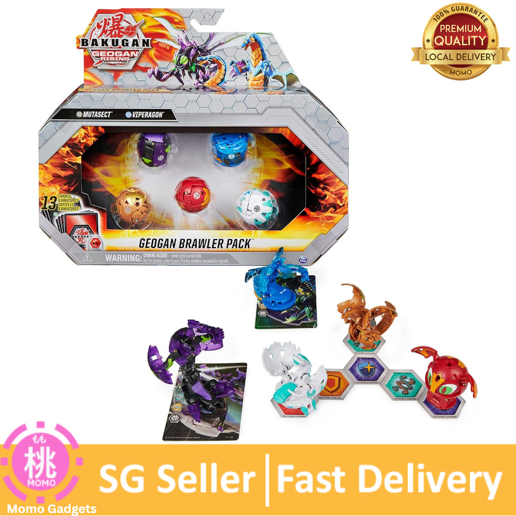 Bakugan Geogan Brawler 5-Pack,Exclusive Mutasect and Viperagon Geogan and 3 Collectible Action ...