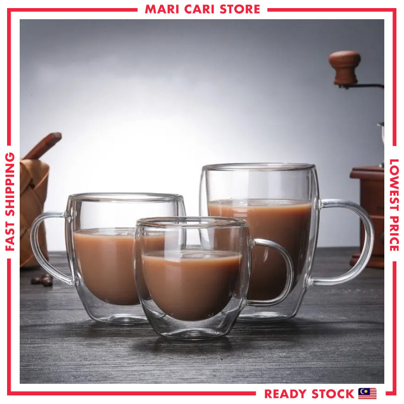 Double Wall Glass Cup Double Layer Mug Glass Tea Cup Transparent Coffee ...