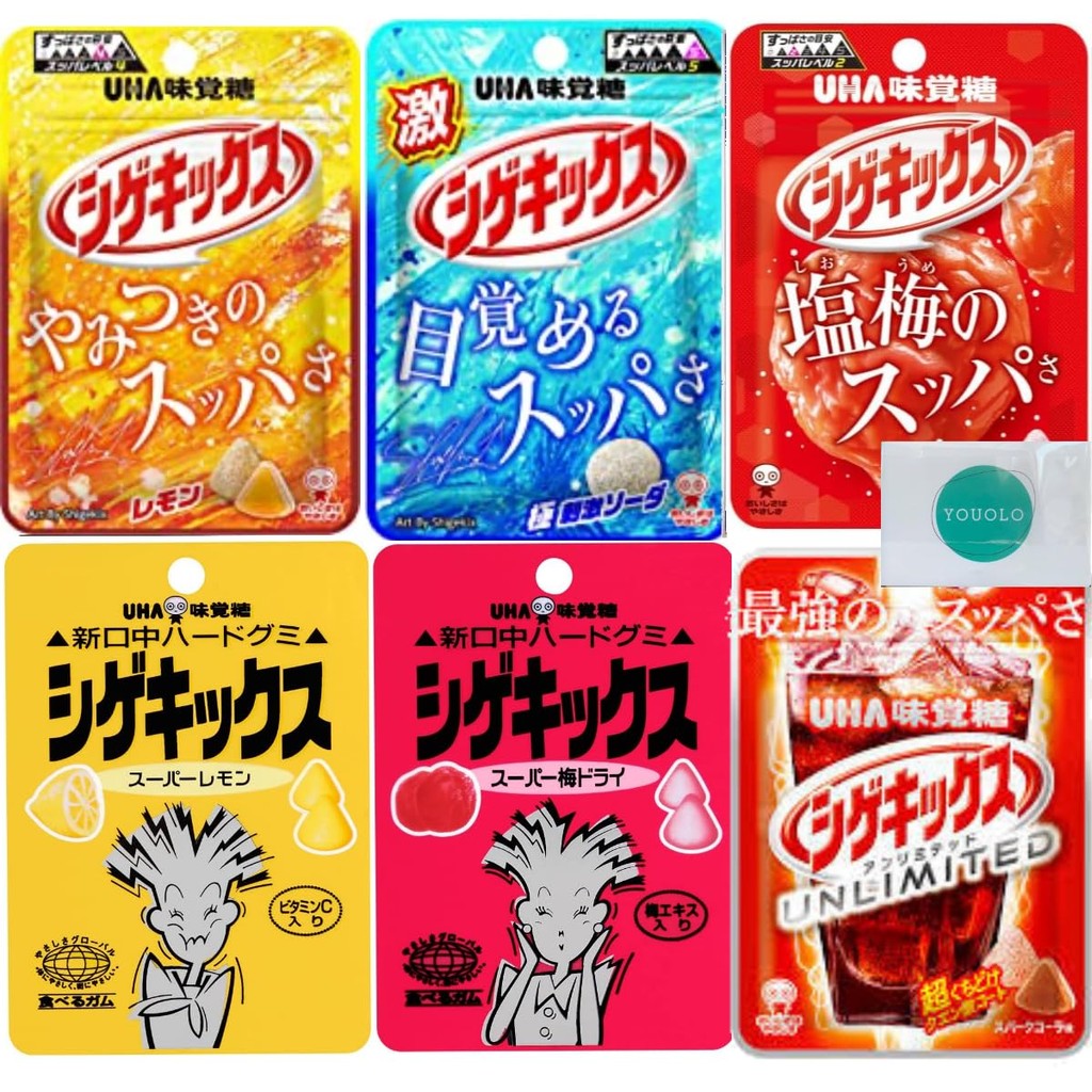 UHA Mikakuto Shigekix Flavor Variety Pack with Original Pocket Tissue! (Shigekix A6 Set ...