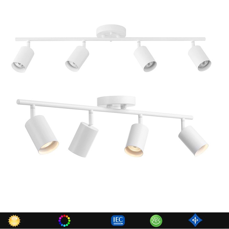 Modern Matte White LED Track Light Ceiling Light 4-Light Railway Light ...