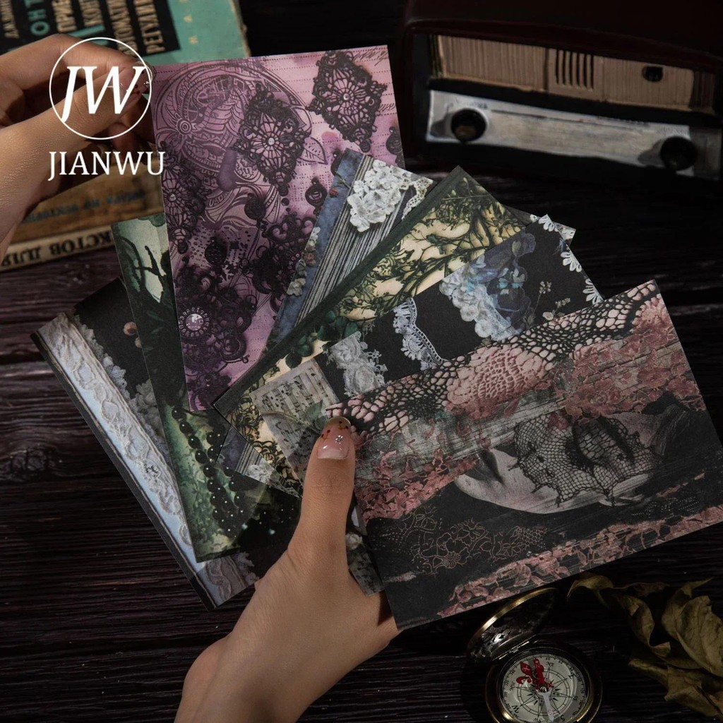 JIANWU Dream Lace Series Vintage Gothic Lace Flower Character Collage ...