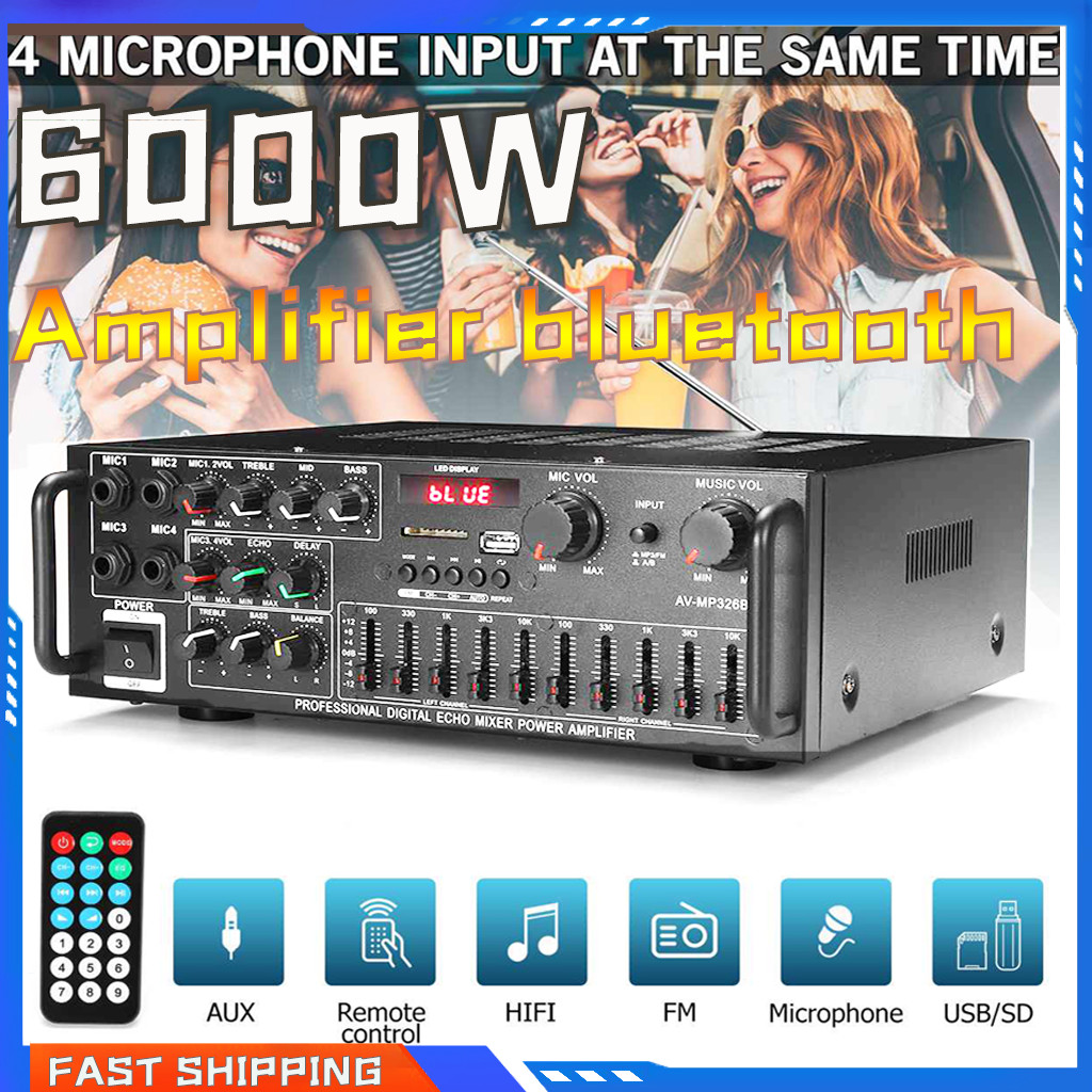 5 Channels Bluetooth Karaoke Amplifier HiFi Sunbuck Stereo Digital Receiver AC FM USB SD HiFi ...