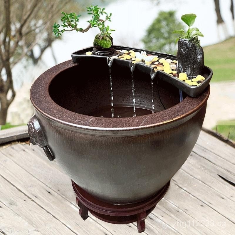 Ceramic Fish Tank Water Purifier Fish Culturing Tub Circulating Water ...