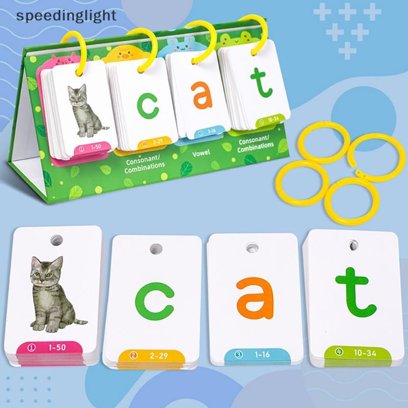 speedinglight Kids CVC Words Flashcards Phonics Flip Chart Word Builder ...