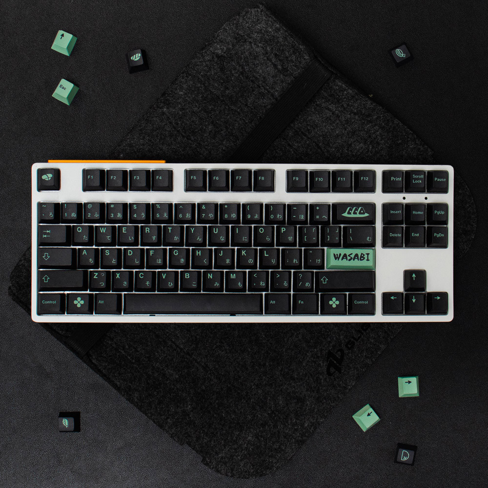 GMK Wasabi Keycaps Black Green PBT Cherry profile Keycaps set for MX ...