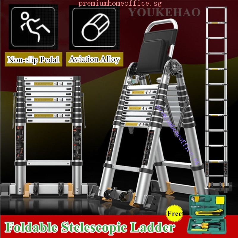 Foldable Stelescopic Step Ladder Folding Portable Anti-slip Aluminum ...