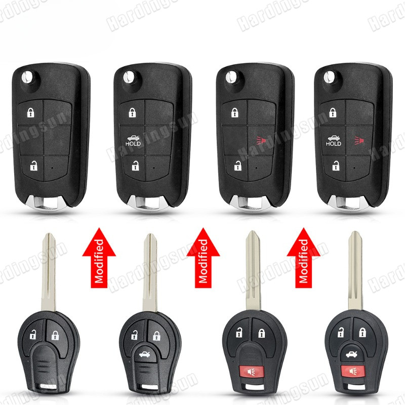 2/3/4 Button Modified Flip Remote Blank Case Folding Car Key Shell for ...