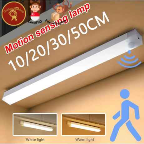 ⭐SG⭐ LED Motion Sensor Light Bar 10/20/30/50cm USB Rechargeable Cabinet ...