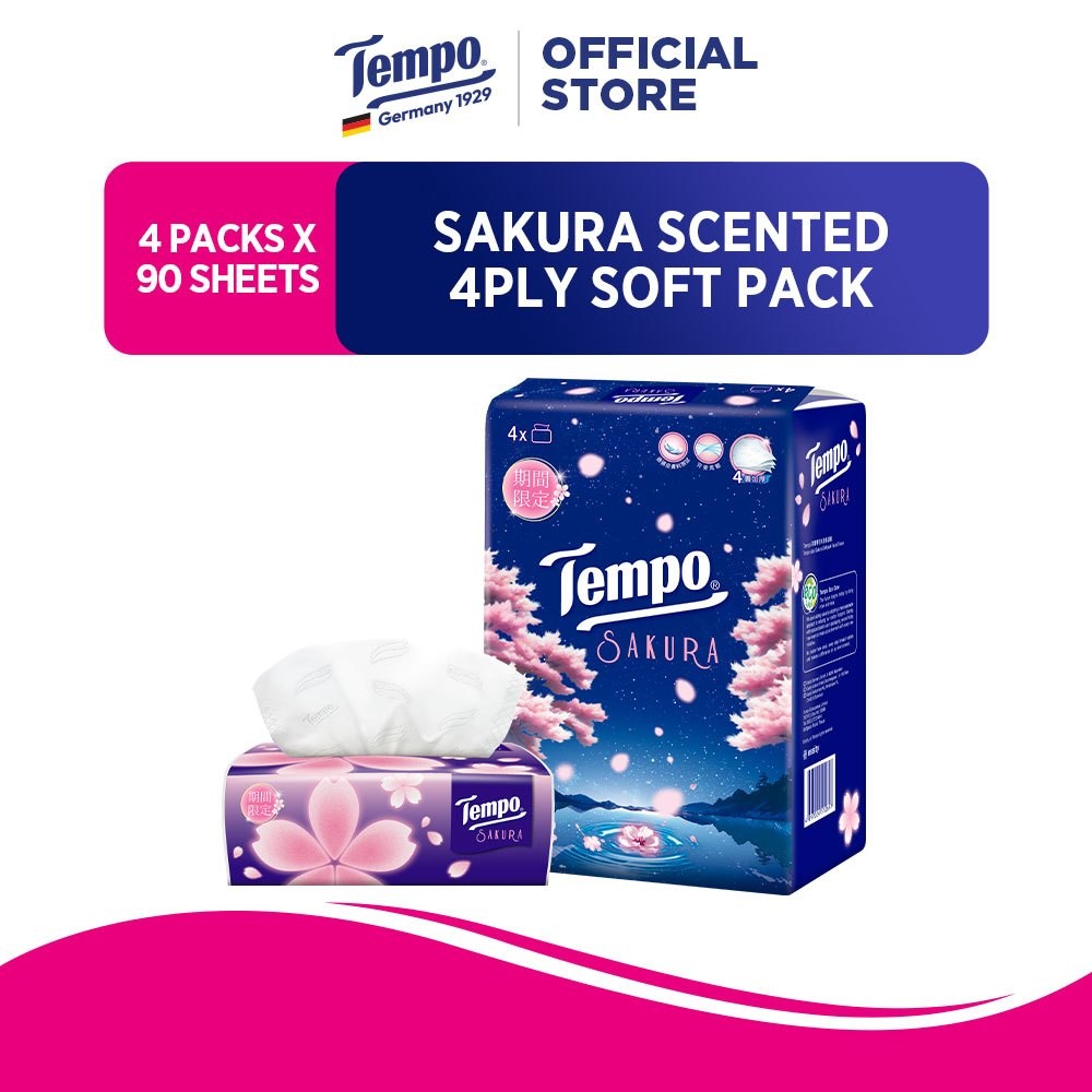 [Bundle Of 2/4/6/10] Tempo 4ply Soft Pack Facial Tissue Sakura Scented ...