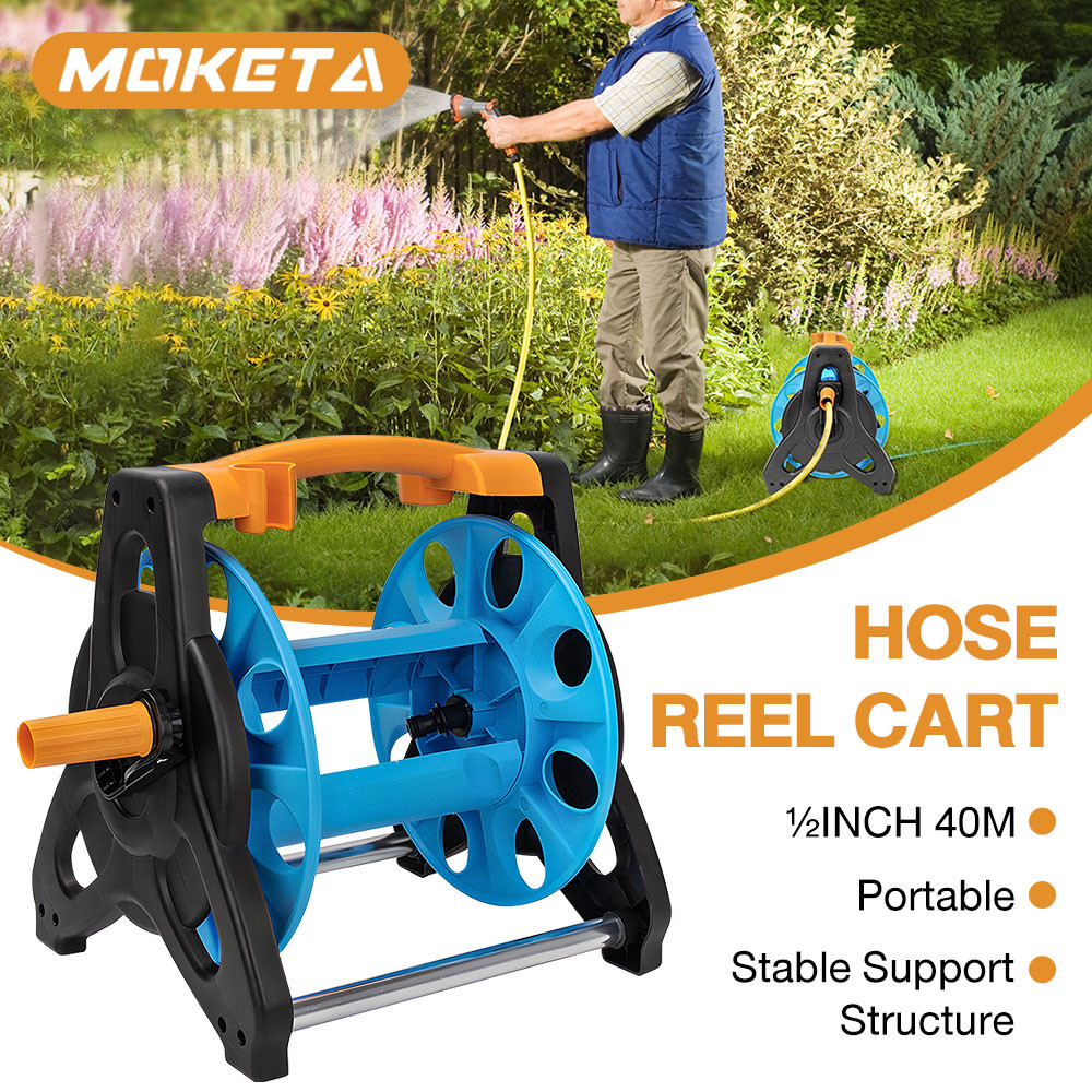 MOKETA ½INCH 40M Garden Hose Reel Cart Water Pipe Storage Rack Hose ...