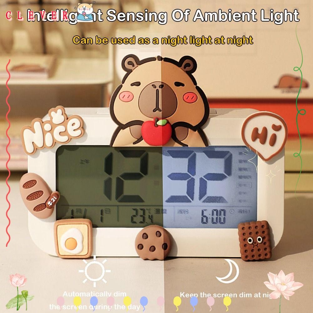 CLEVER Mini Digital Clock, Display Temperature&Humidity Charging Alarm ...