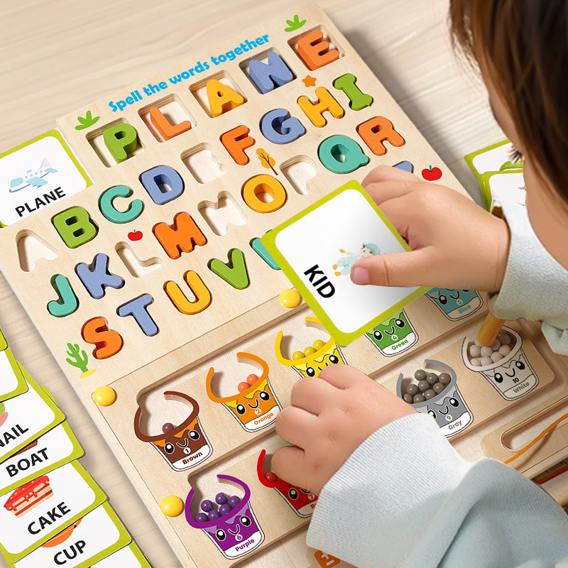 Magnetic Color and Alphabet Maze Board, Toddler Montessori Educational ...