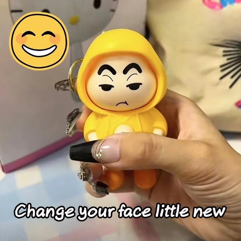 Crayon Shin-chan Kuromi Labubu Face Changing Doll with Keychain Facial ...
