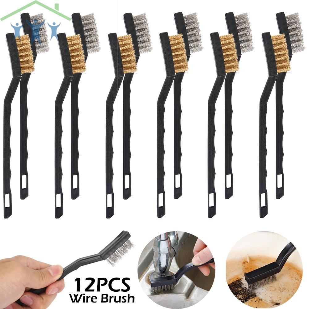 12 PCS Wire Brush Set Scratch Brush Set (Stainless Steel + Brass ...