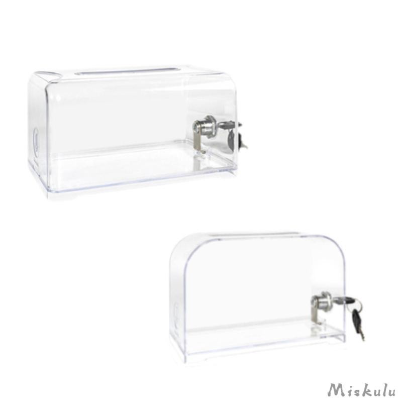 [Miskulu] Acrylic Tip Jar Raffling Box Transparent with Lock and Key ...