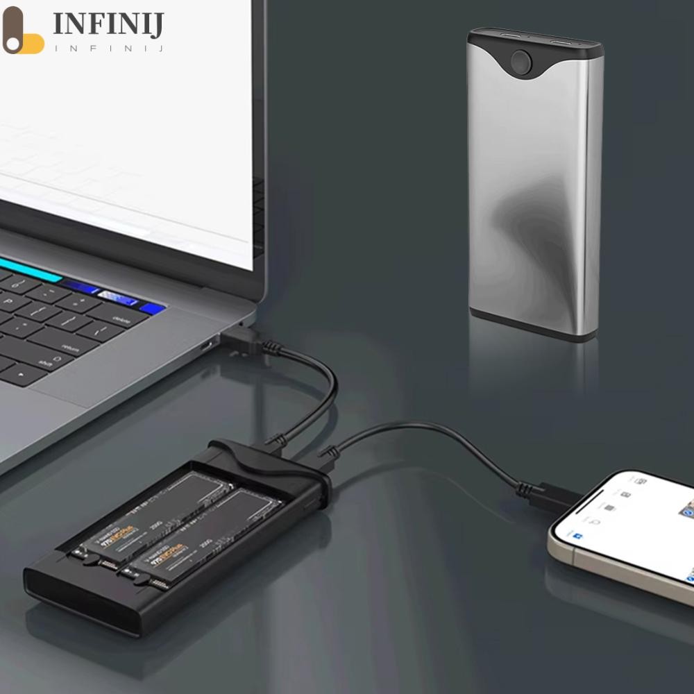 Dual Bay M.2 NVMe SATA SSD Enclosure USB3.2 Gen2 Type-C 10Gbps Hard ...