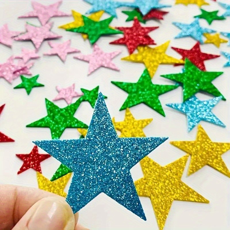 90pcs Christmas Star Stickers Glitter Foam Stickers Crafts Decals Star ...