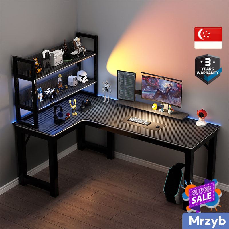 L Shape Computer Table Gaming Table Carbon Fibre Office Table Study ...