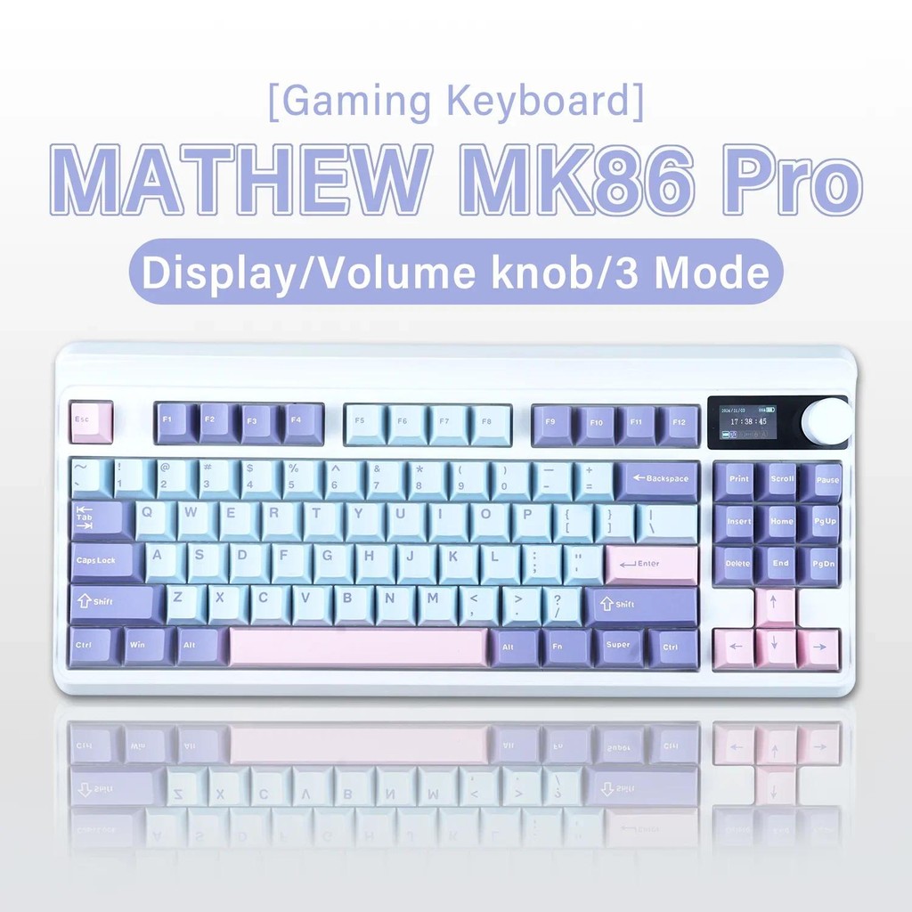 MATHEW MK86 Pro Tri-mode Mechanical Keyboard with Knob&Display GASKET ...