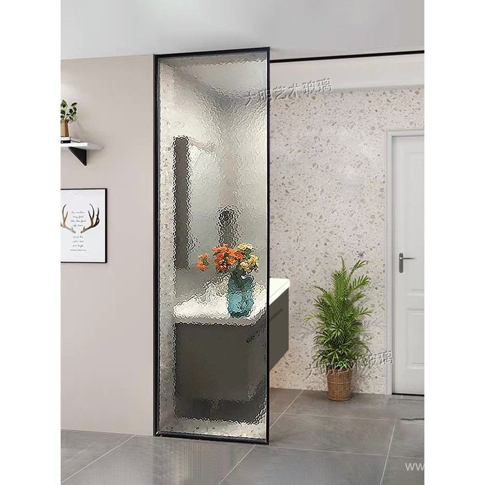 Half Wall Bathroom Ultra White Oil Painting Water Ripple Tempered Art ...